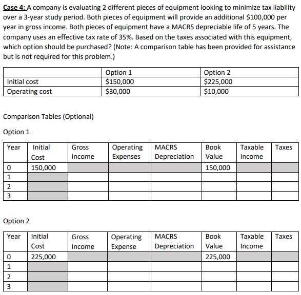 Solved Case 4: A company is evaluating 2 different pieces of | Chegg.com