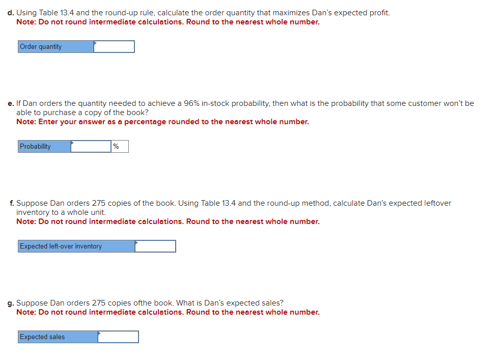 Solved d. ﻿Using Table 13.4 ﻿and the round-up rule, | Chegg.com