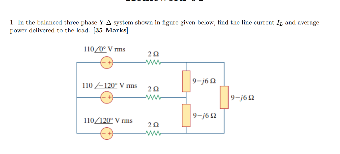 Solved 1. In the balanced three-phase Y-A system shown in | Chegg.com
