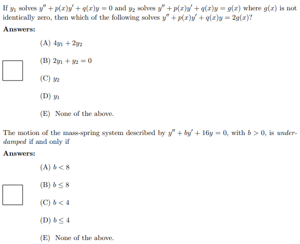 Solved If y1 solves y′′+p(x)y′+q(x)y=0 and y2 solves | Chegg.com