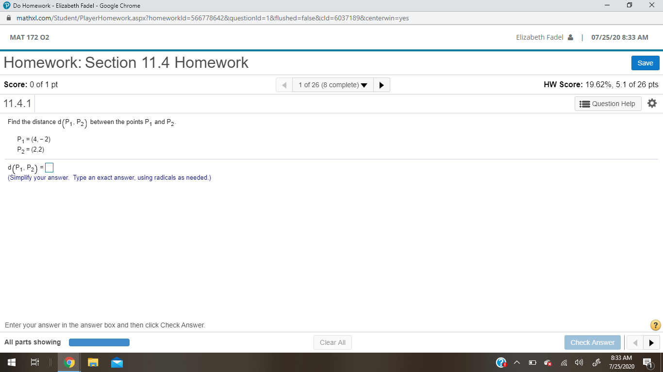 Solved X Do Homework - Elizabeth Fadel - Google Chrome | Chegg.com