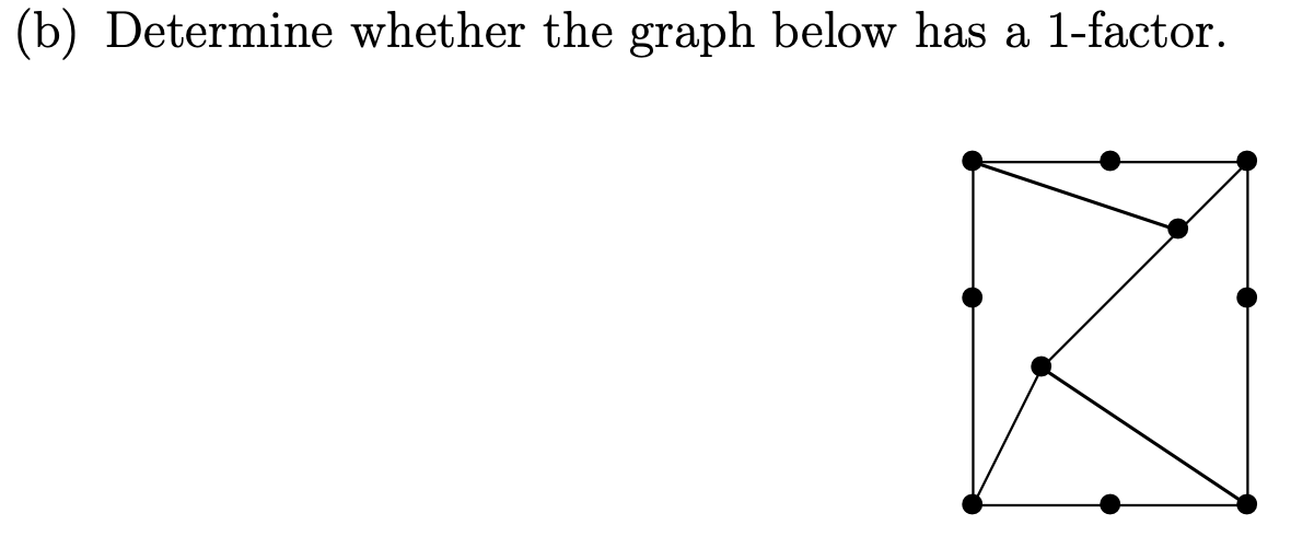 Solved (b) Determine whether the graph below has a 1-factor. | Chegg.com