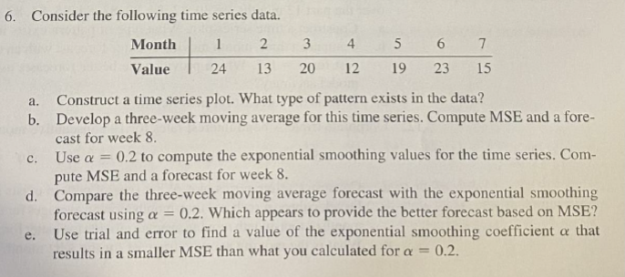 Solved Consider the following time series data.a. ﻿Construct | Chegg.com