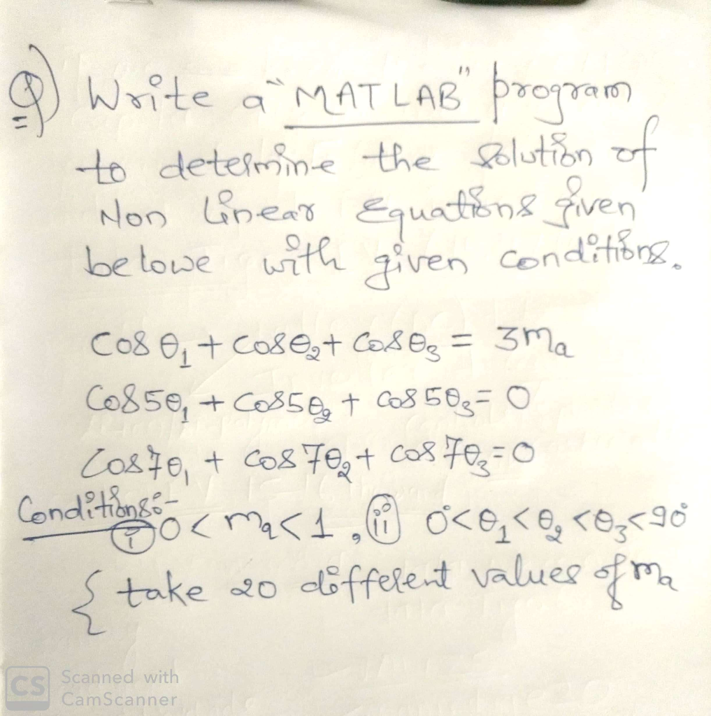 Solved I write Write a MATLAB" program to determine the | Chegg.com
