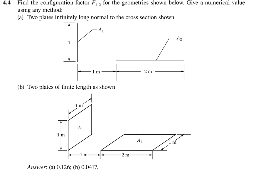 Solved 4.10 Compute the configuration factor F-2 between | Chegg.com