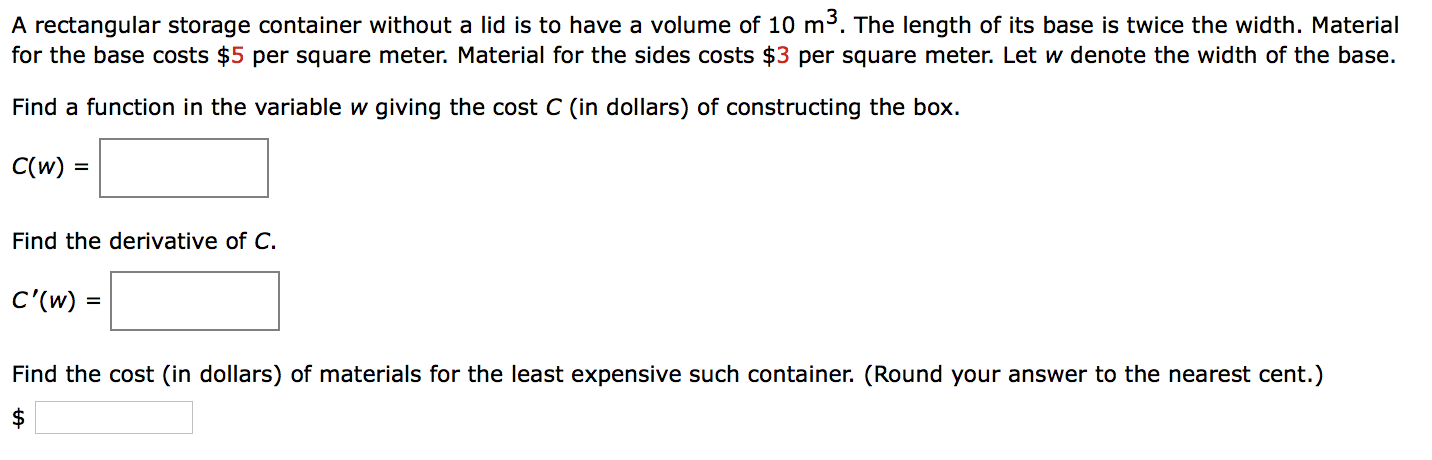 Solved A rectangular storage container without a lid is to | Chegg.com