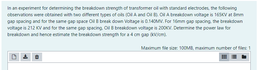 Solved In an experiment for determining the breakdown | Chegg.com