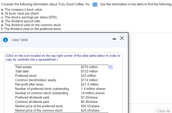 Solved : Use the information in the table to find the | Chegg.com