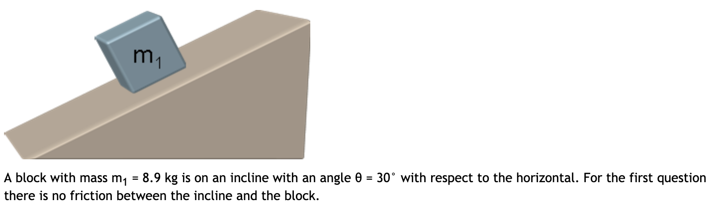 Solved m1 A block with mass m1 = 8.9 kg is on an incline | Chegg.com