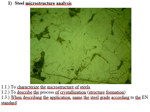 Solved Steel microstructure analysis 1.1.) To characterize | Chegg.com