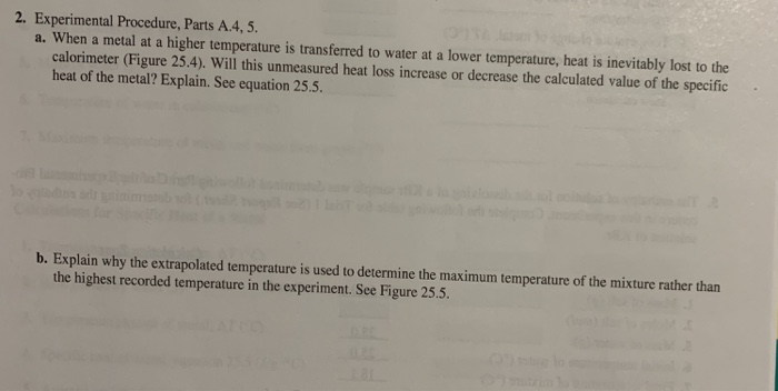 Solved 2. Experimental Procedure, Parts A.4, 5. a. When a | Chegg.com