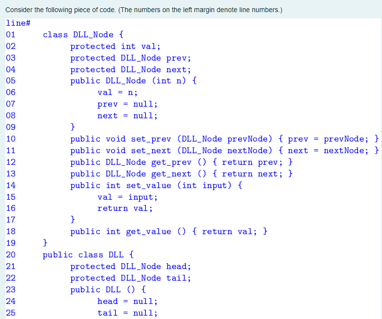 DLL_Node \{ protected int val; protected DLL_Node | Chegg.com