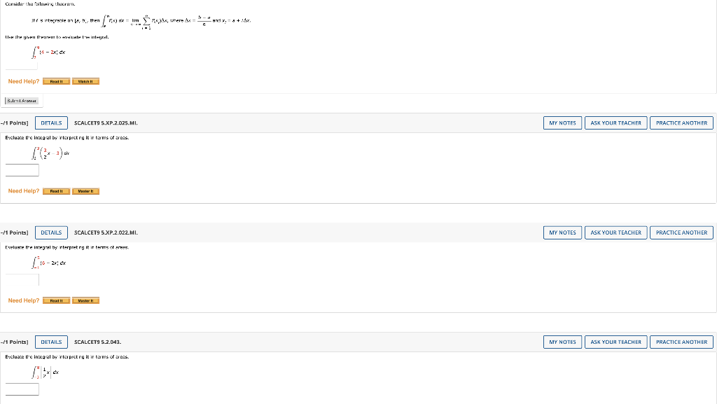∫0914−2x;dx -11 Points] SCALCETI 5.XP.Z.D25.MI. | Chegg.com