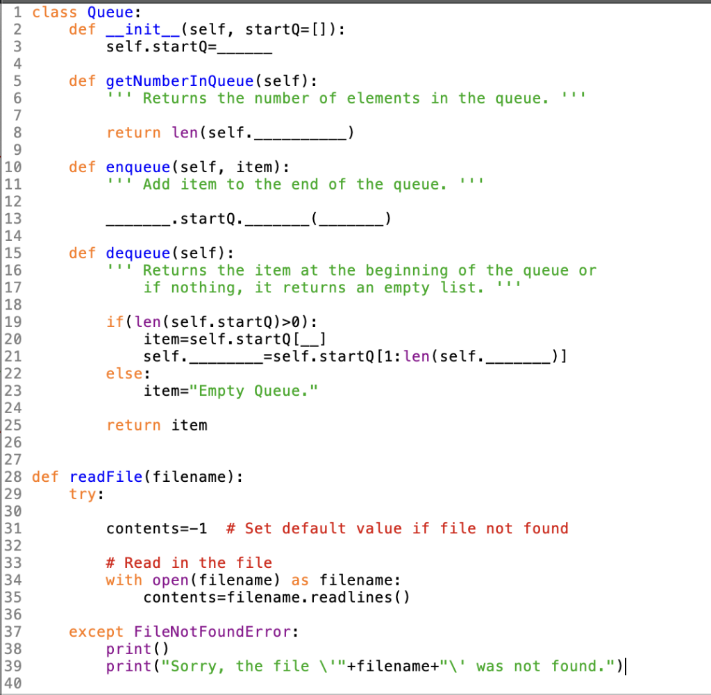 Python Data Structures Queue I'm new to data | Chegg.com
