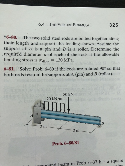 Solved 6.4 THE FLEXURE FORMULA 325 *6-80. The two solid | Chegg.com