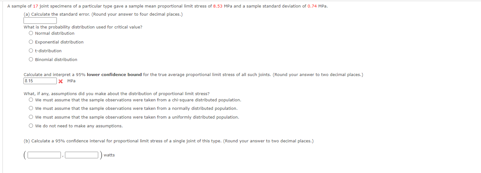 Solved (a) Calculate the standard error. (Round your answer | Chegg.com