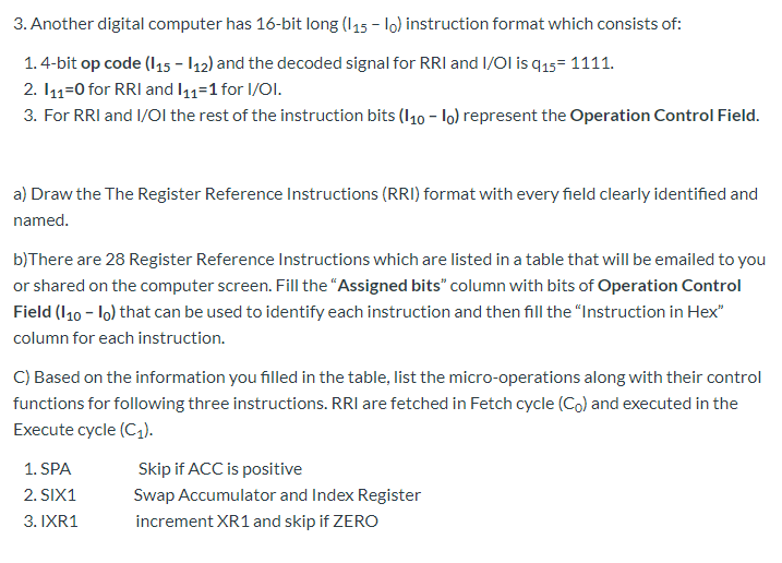 3. Another digital computer has 16-bit long ( 15-lo) | Chegg.com