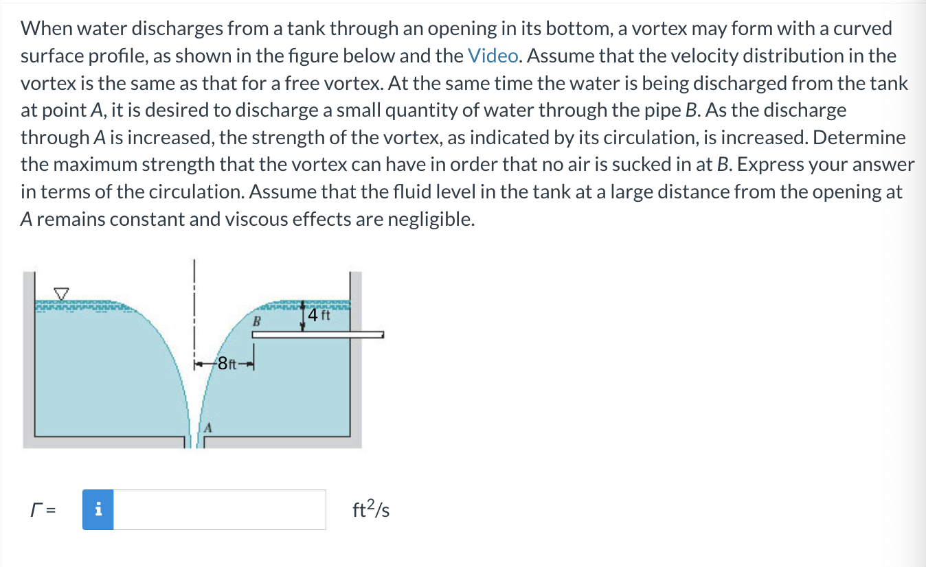 Solved When water discharges from a tank through an opening | Chegg.com