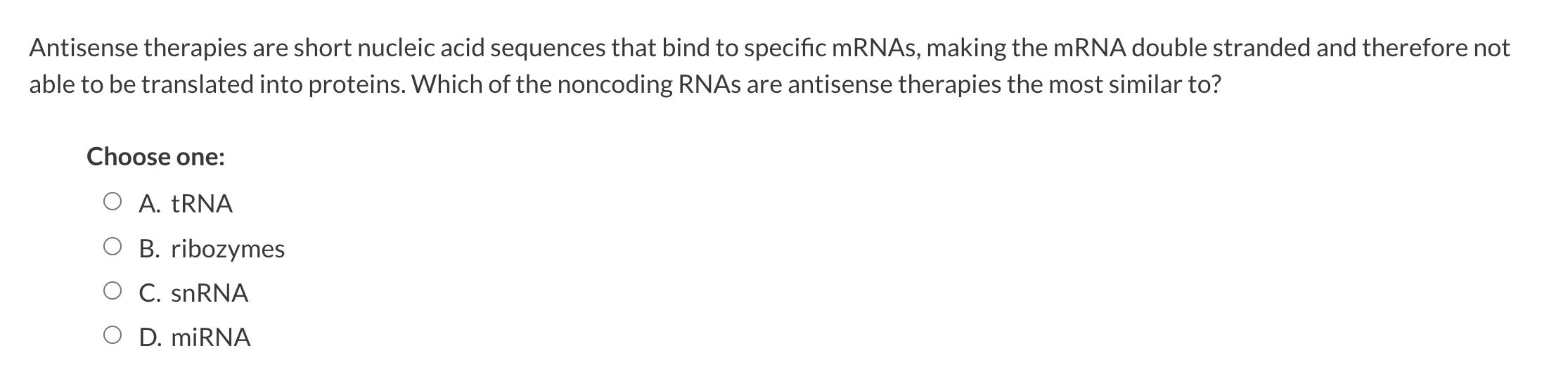 Solved Antisense therapies are short nucleic acid sequences | Chegg.com