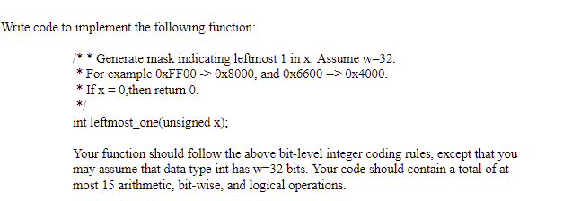Solved Write Code To Implement The Following Function 6352