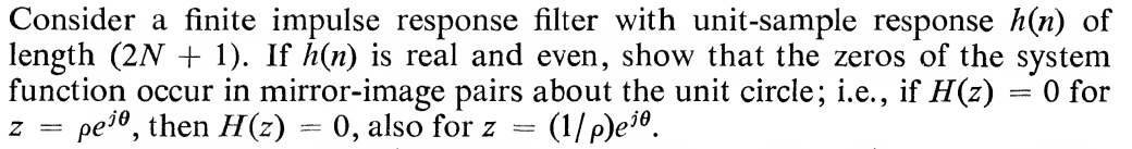 Solved Consider a finite impulse response filter with | Chegg.com