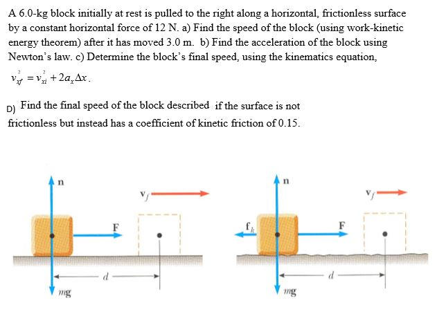 Solved: A 6.0-kg Block Initially At Rest Is Pulled To The ... | Chegg.com Solved: A 6.0-kg Block Initially At Rest Is Pulled To The ... | Chegg.com