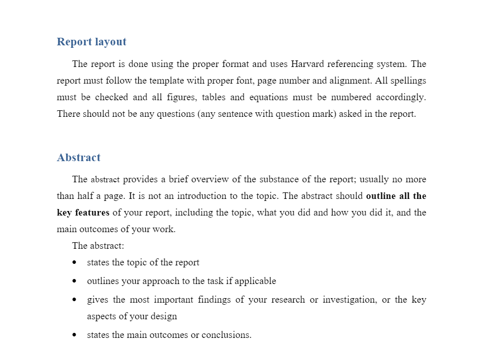 Solved Report layout The report is done using the proper | Chegg.com