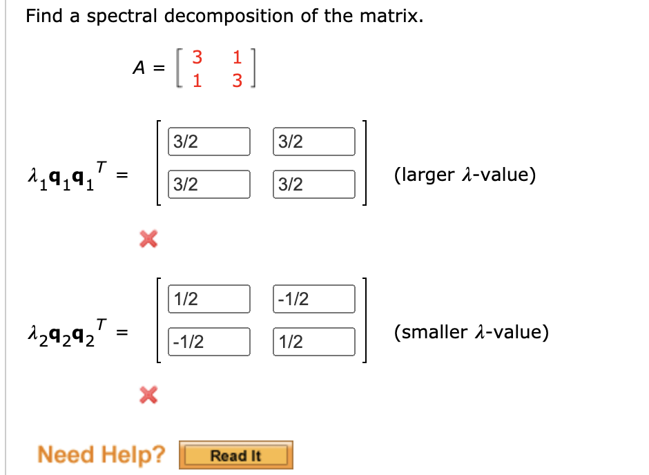 Solved Find a spectral decomposition of the matrix. A = ( 3 | Chegg.com
