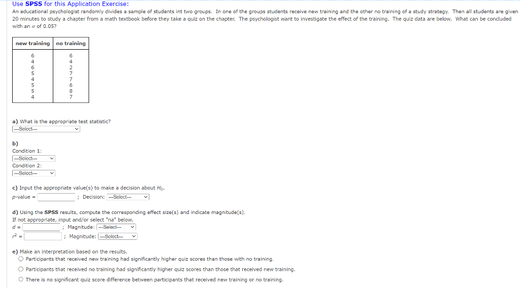 Use SPSS for this Application Exercise: An | Chegg.com