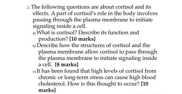 Solved 2. The following questions are about cortisol and its | Chegg.com