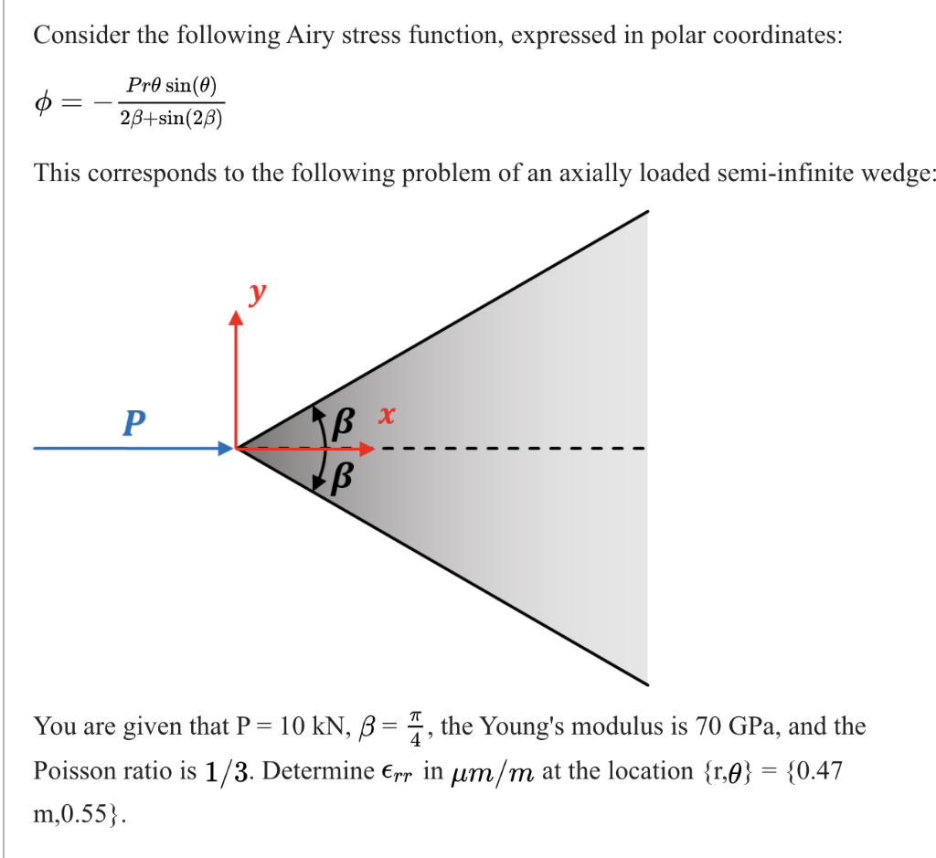 Solved Consider the following Airy stress function, | Chegg.com