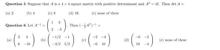 Solved Question 5 Suppose that A is a 4×4 square matrix with | Chegg.com