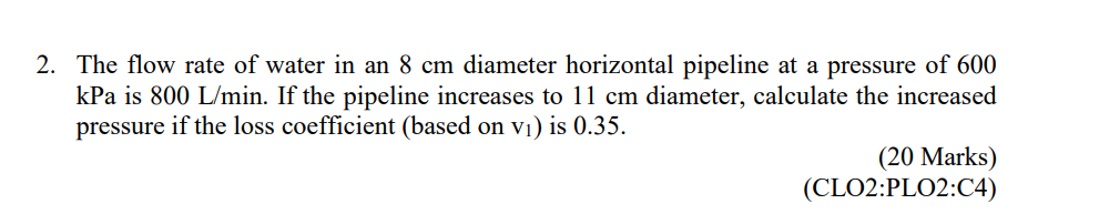 Solved The flow rate of water in an 8 ﻿cm diameter | Chegg.com