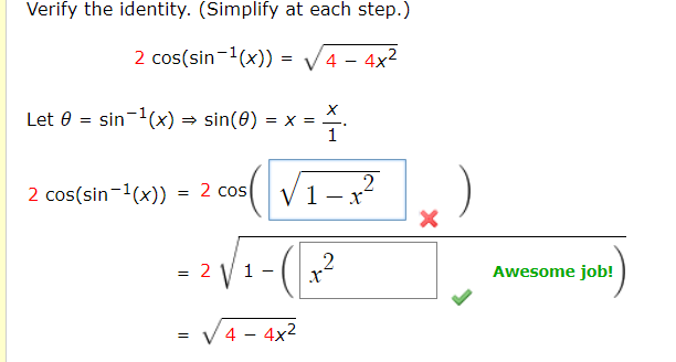 Solved Verify the identity. (Simplify at each | Chegg.com