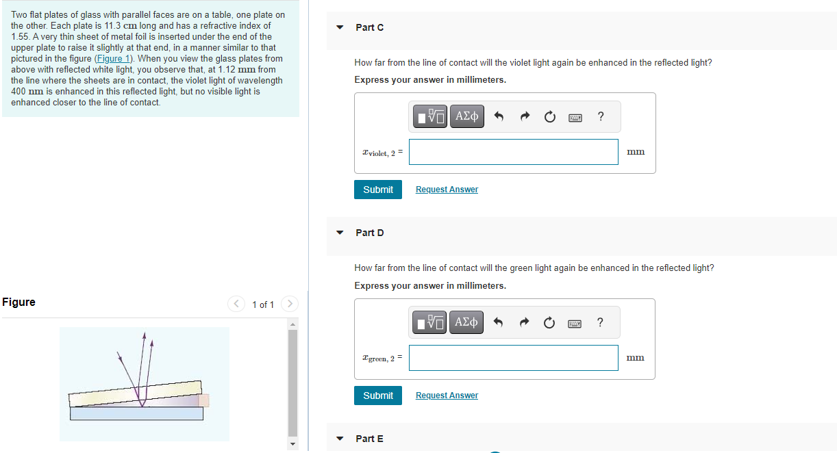 Solved Two flat plates of glass with parallel faces are on a | Chegg.com