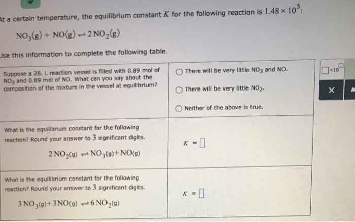 Solved t a certain temperature, the equilibrium constant K | Chegg.com