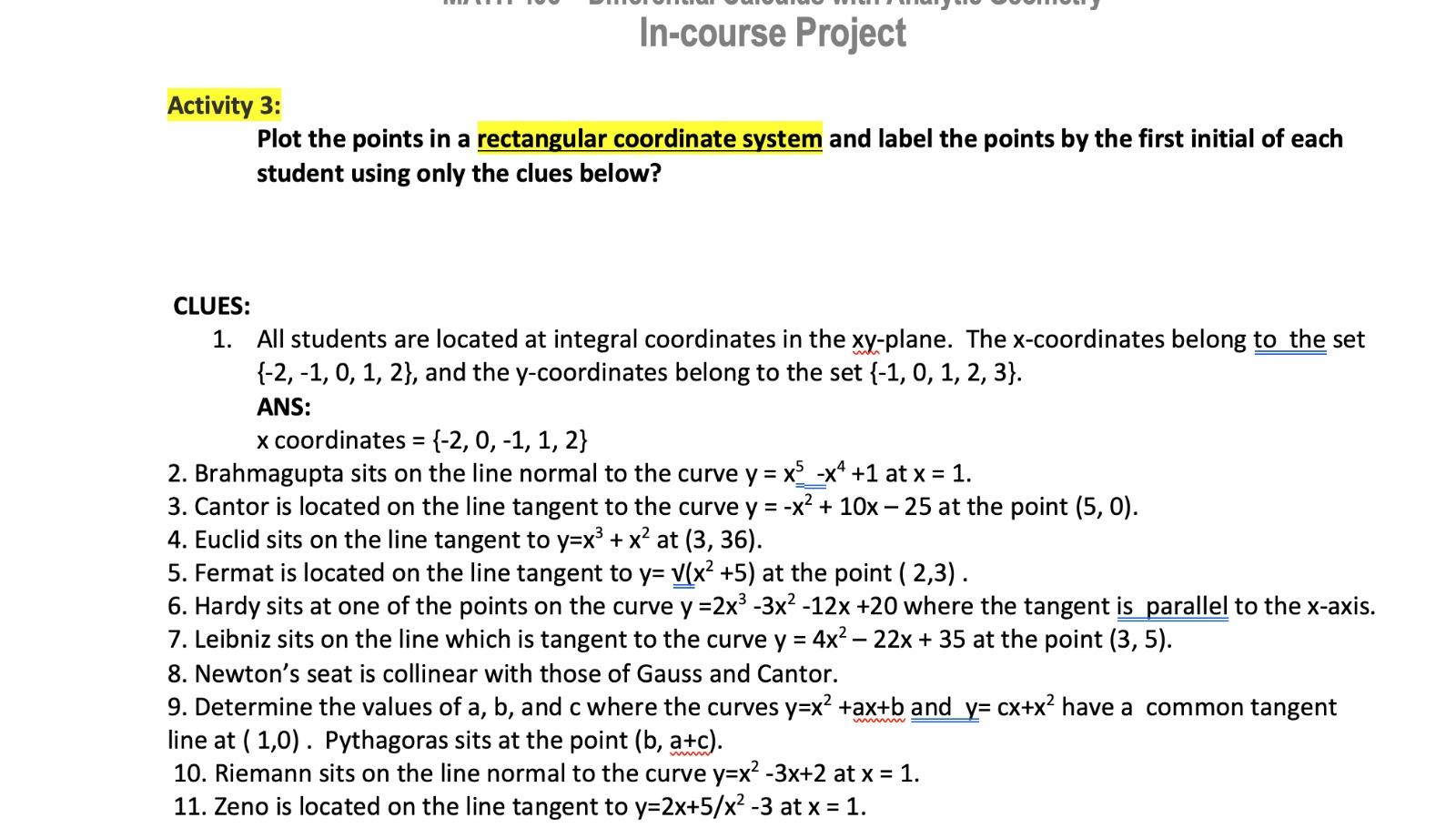 Solved In-course Project Activity 3: Plot the points in a | Chegg.com