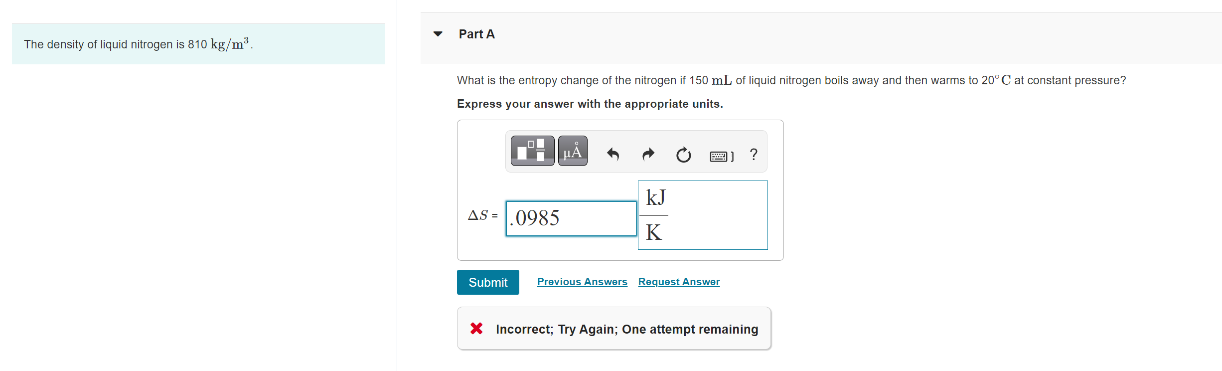 Solved The density of liquid nitrogen is 810 kg/m3. What is | Chegg.com