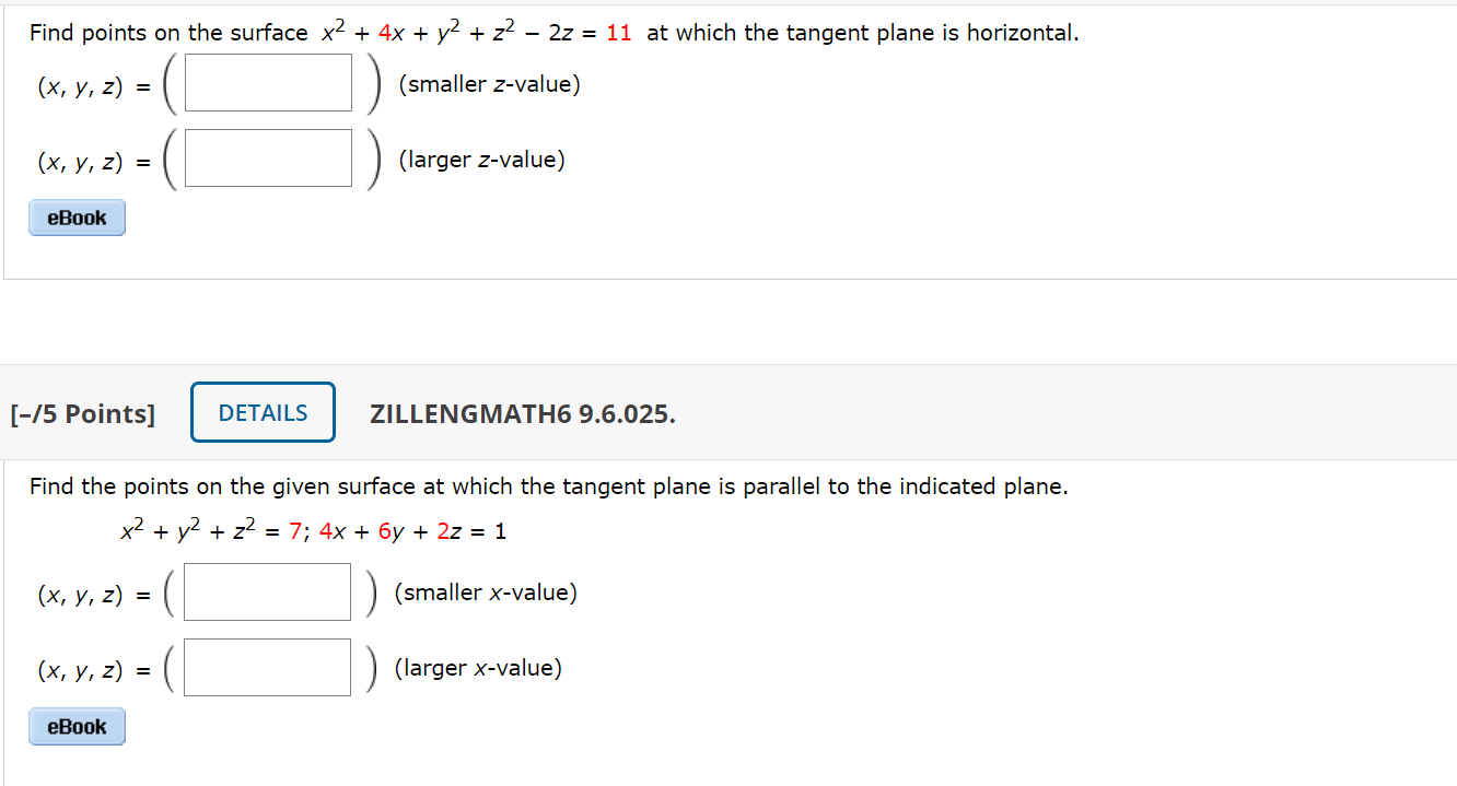Solved Find points on the surface x2 + 4x + y2 + z2 – 2z = | Chegg.com