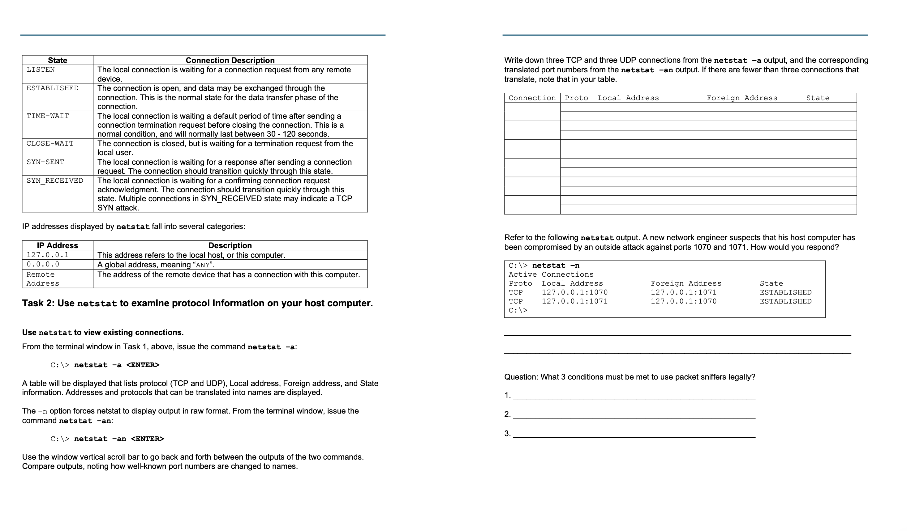 Solved Learning Objectives Explain Common Netstat Command 