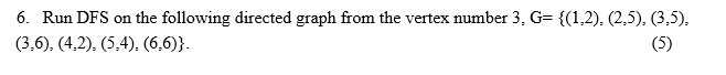 Solved 6. Run DFS on the following directed graph from the | Chegg.com