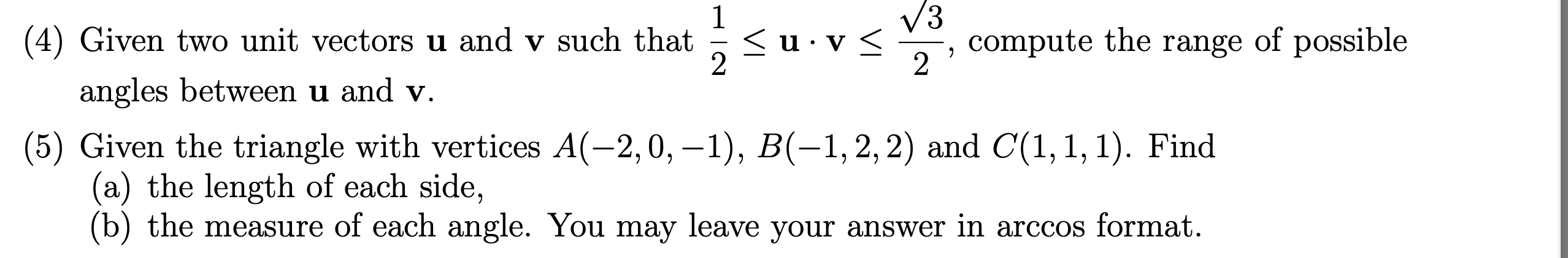 Solved 4 given Two Unit Vectors U and V such That