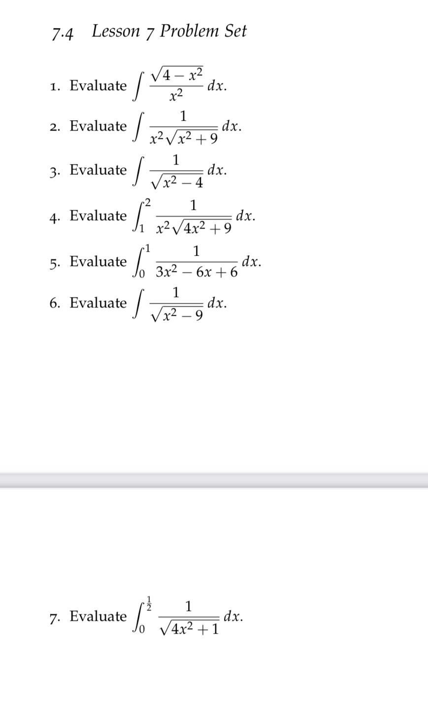 Solved 7.4 Lesson 1. Evaluate 2. Evaluate 3. Evaluate 4. | Chegg.com