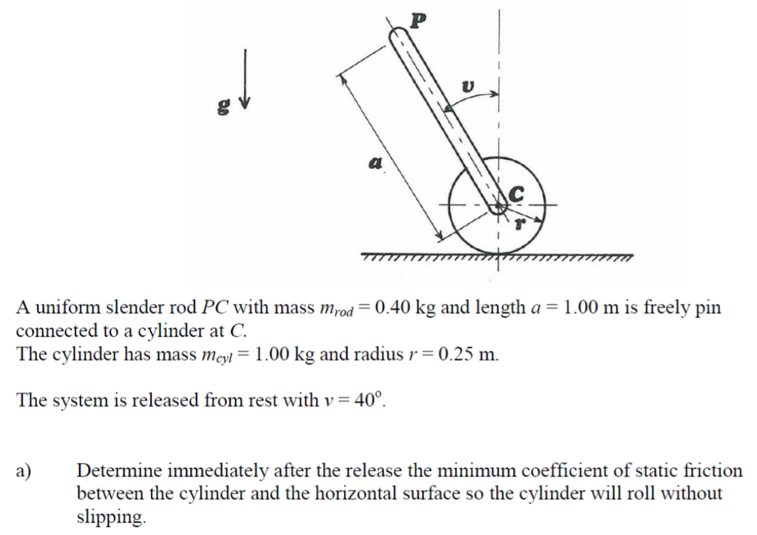 Solved A uniform slender rod PC with mass mrod = 0.40 kg and | Chegg.com