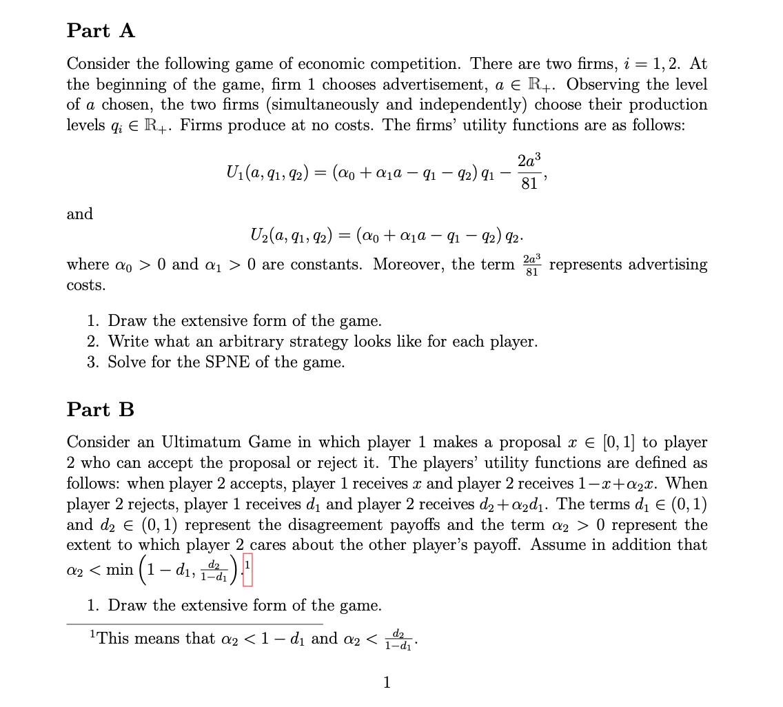 Solved Consider the following game of economic competition. | Chegg.com