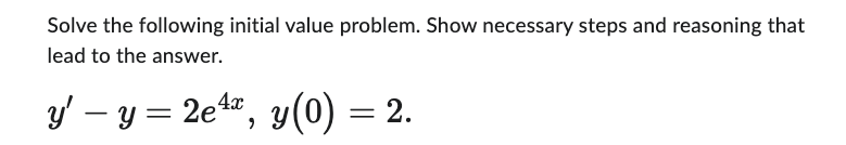 Solved Solve the following initial value problem. Show | Chegg.com