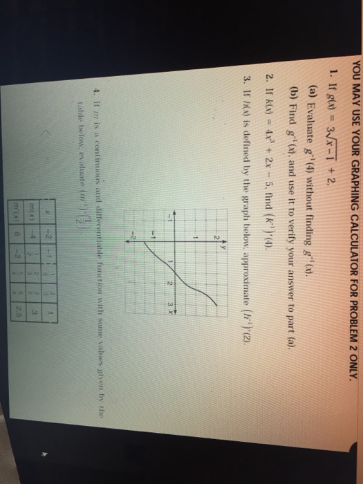 Solved YOU MAY USE YOUR GRAPHING CALCULATOR FOR PROBLEM 2 | Chegg.com