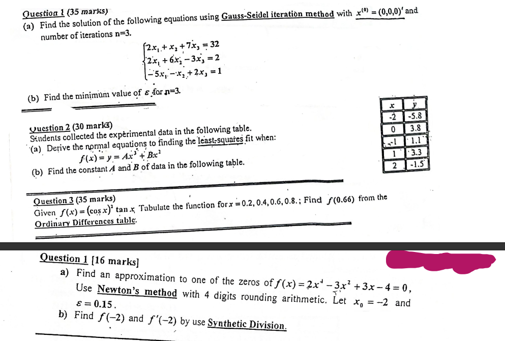 Solved Question 1 ( 35 marks) (a) Find the solution of the | Chegg.com
