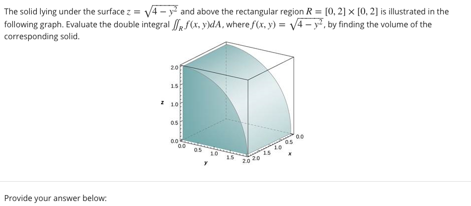 Solved The solid lying under the surface z = 14 - y2 and | Chegg.com