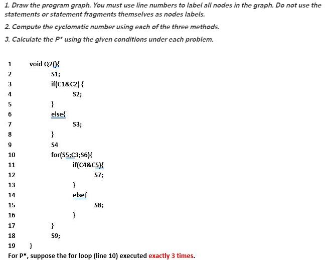 1 Draw The Program Graph You Must Use Line Numbers